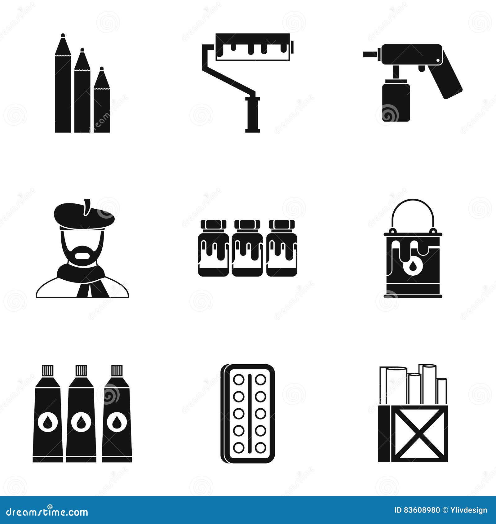 Drawing Icons Set, Simple Style Stock Vector - Illustration of element ...
