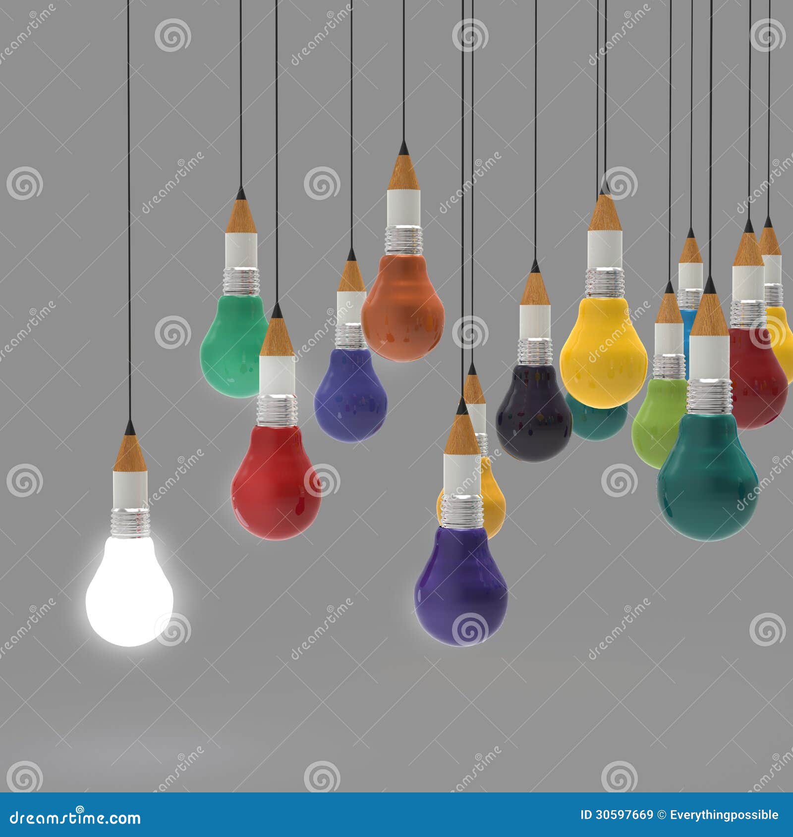 Drawing Idea Pencil and Light Bulb Concept Creative and Leadership ...