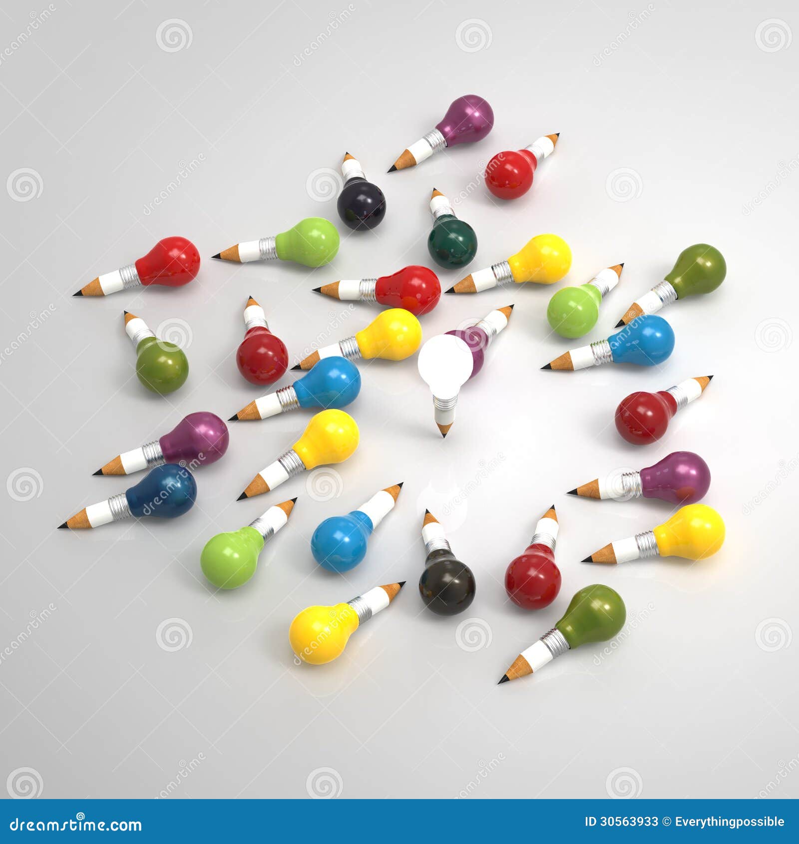 Drawing Idea Pencil and Light Bulb Concept Creative Stock Illustration ...