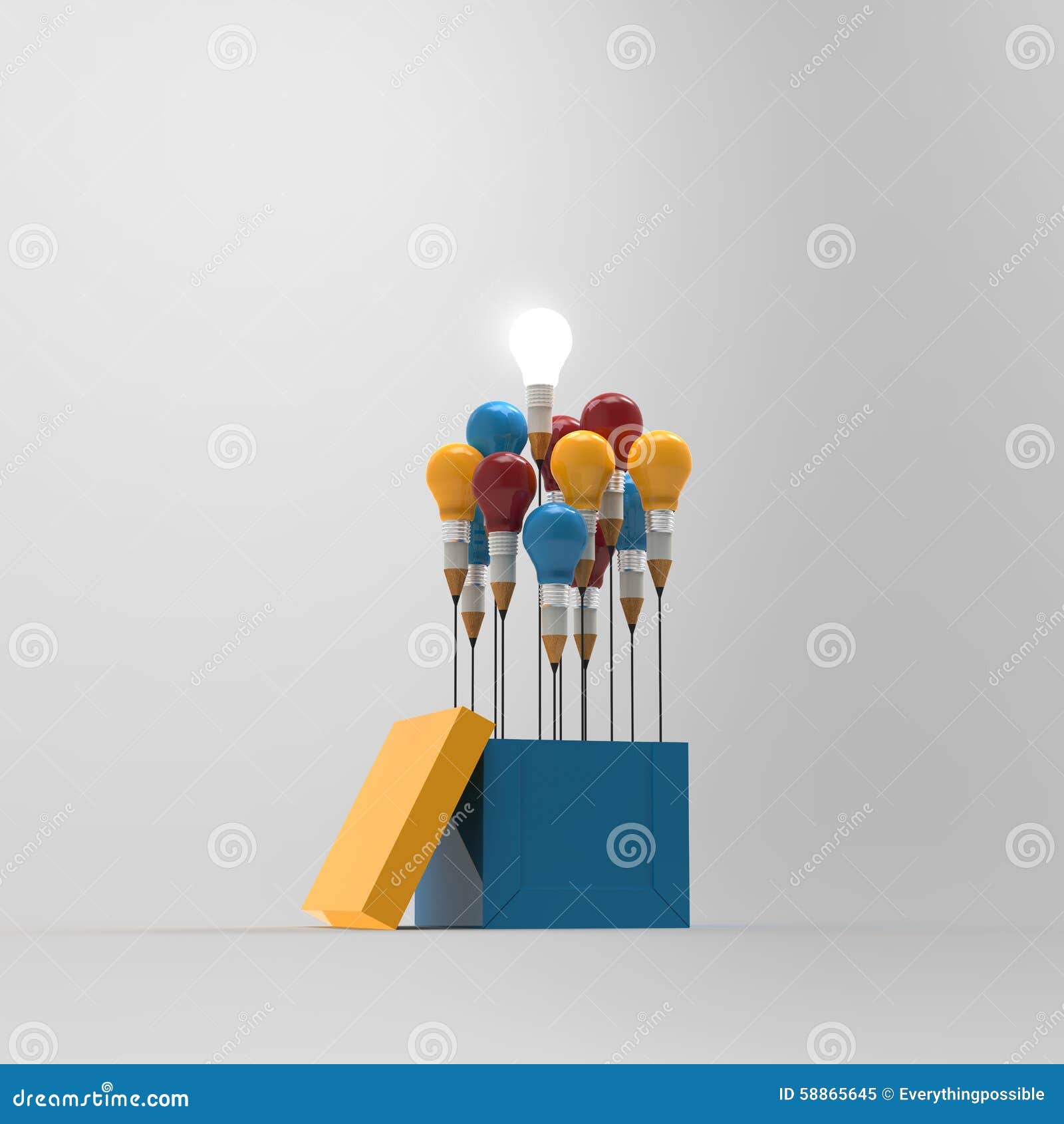 Drawing Idea Pencil and Light Bulb Concept Outside Stock Illustration ...