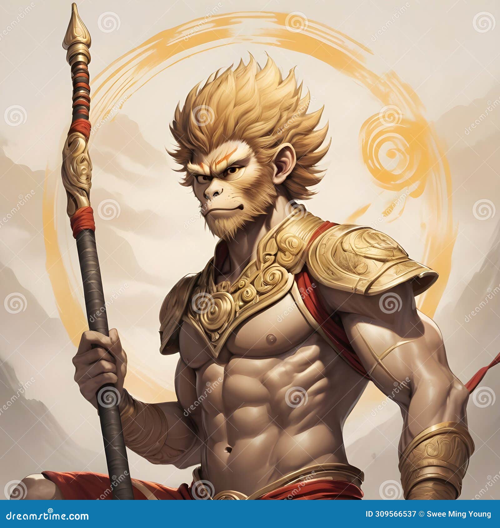 Drawing Image of Sun Wukong Made with Minimalistic Aesthetic Lines ...