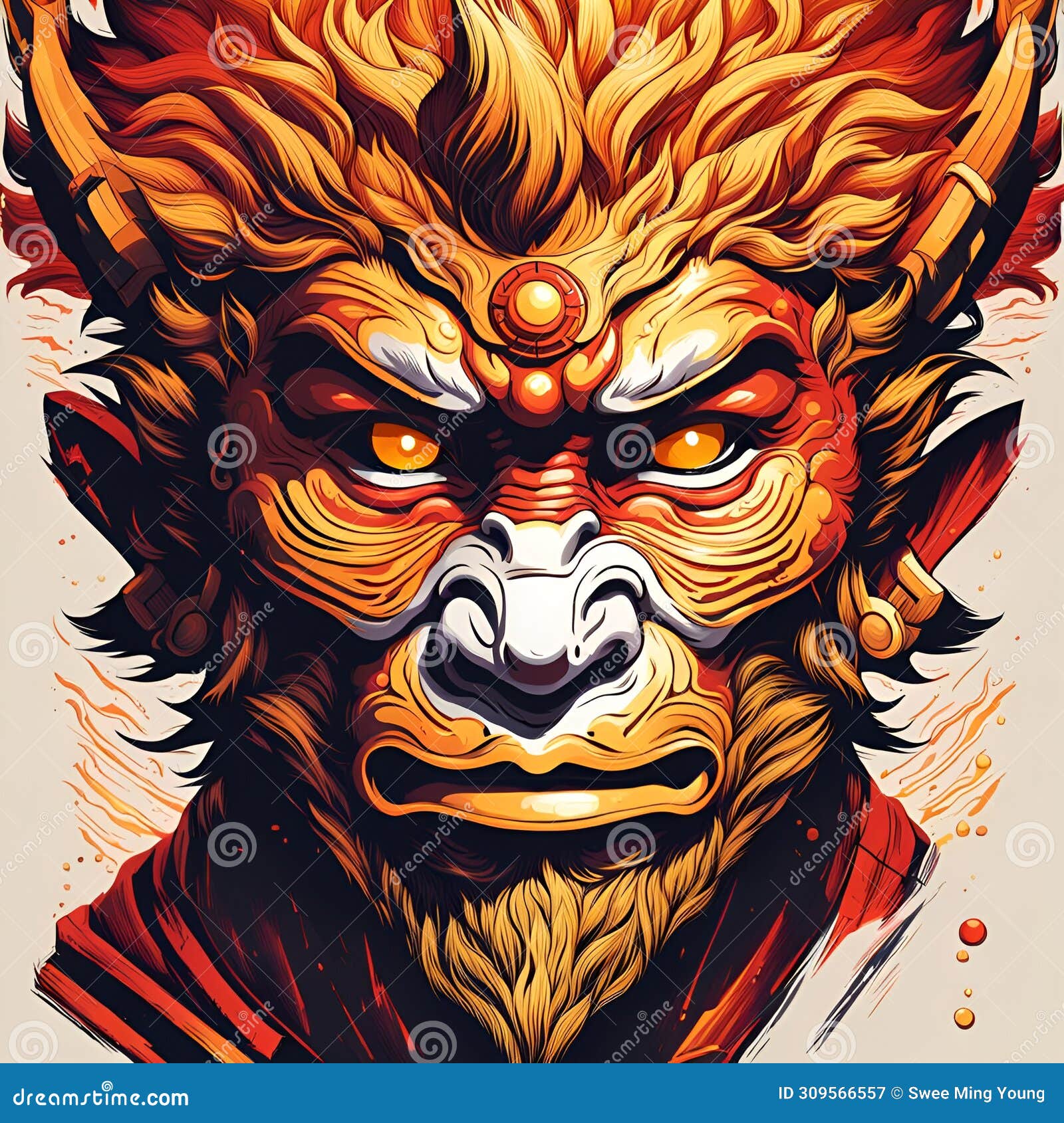 Drawing Image of Sun Wukong Made with Minimalistic Aesthetic Lines ...