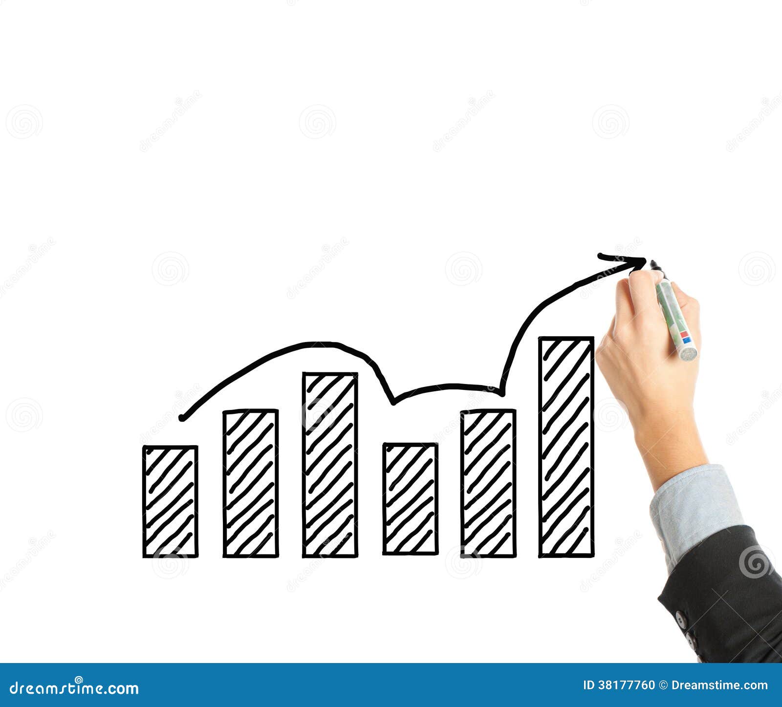 Drawing an Increase Graphic on White Board Stock Photo - Image of ...