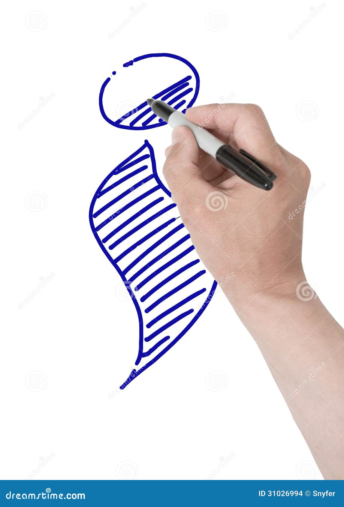 Drawing Information Sign on White Paper Stock Photo - Image of finger ...