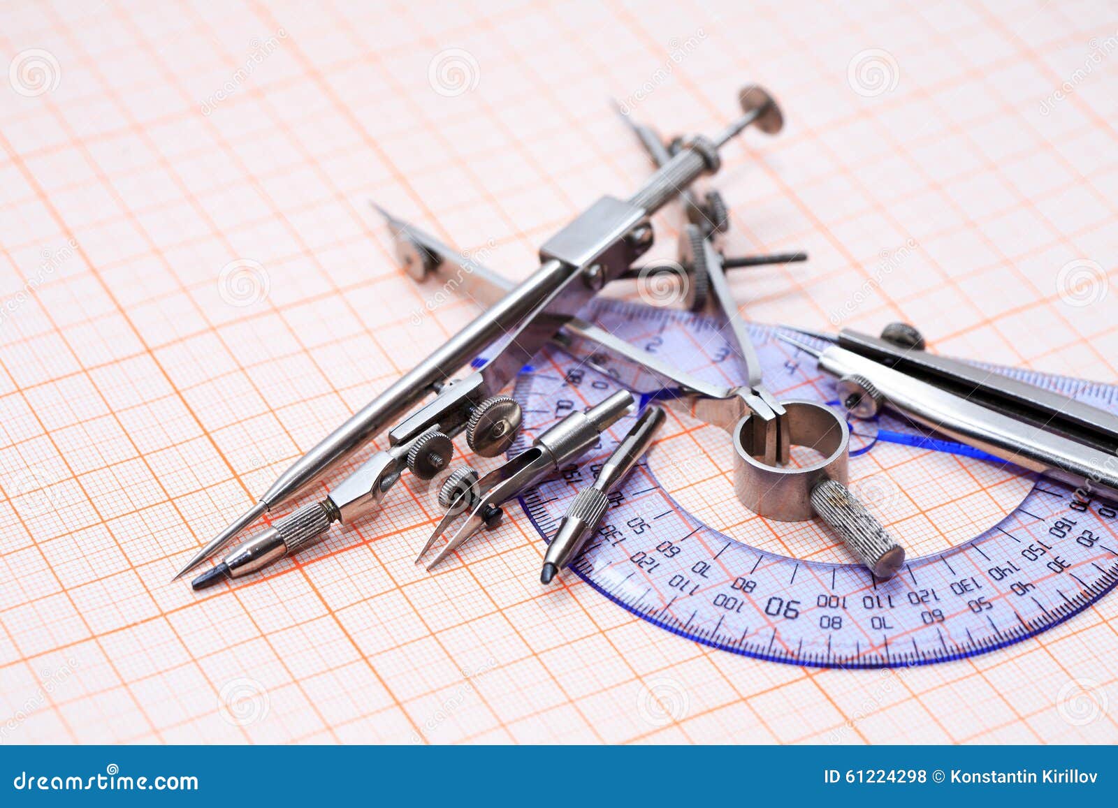 Drawing Instrument on Graph Paper Stock Photo - Image of ruler, place ...