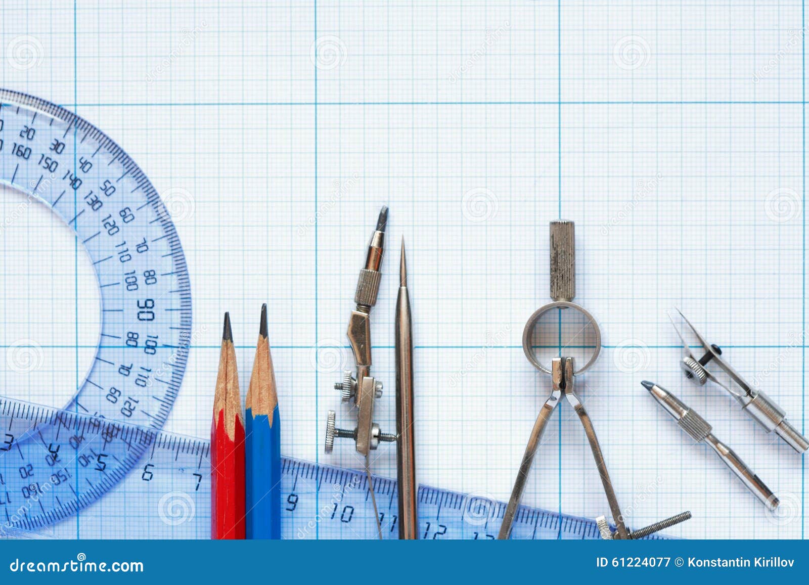 Drawing Instrument on Graph Paper Stock Image - Image of place ...