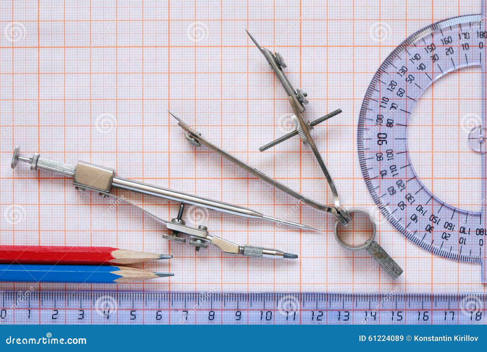 Drawing Instrument on Graph Paper Stock Image - Image of instrument ...