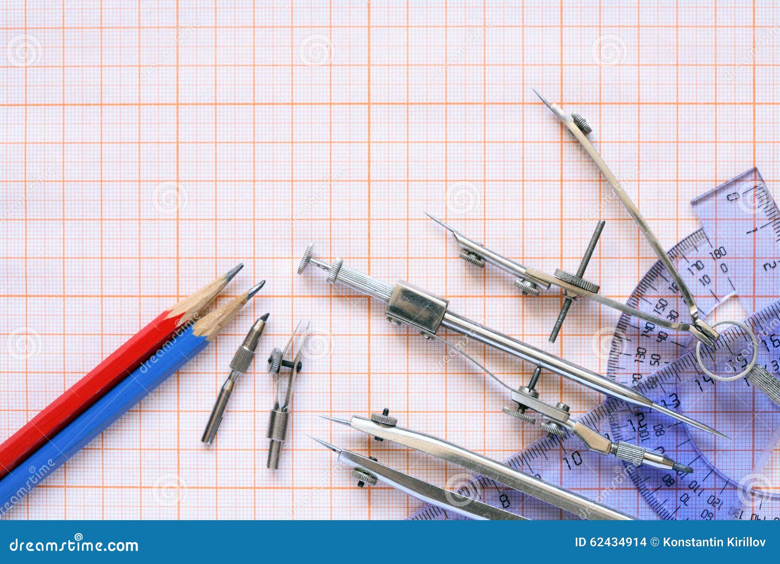 Drawing Instrument on Graph Paper Stock Photo - Image of design ...