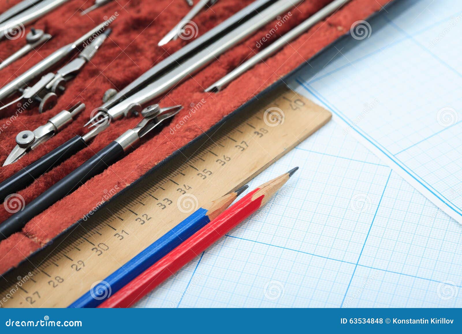 Drawing Instrument Set stock photo. Image of vintage - 63534848