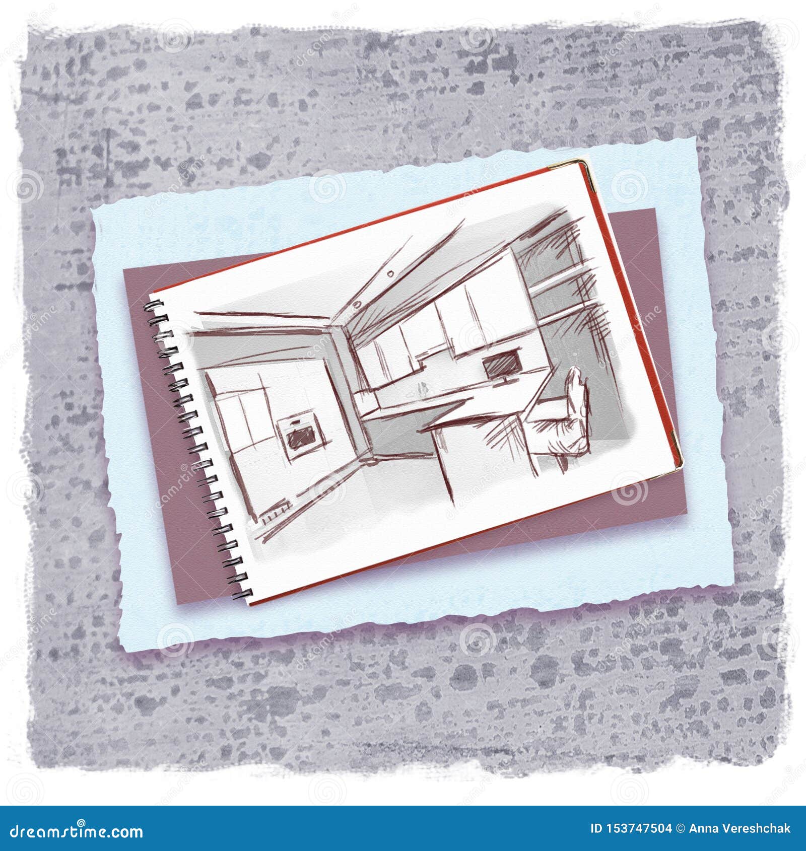 Drawing Interiors on a Gray Background. I Stock Illustration ...