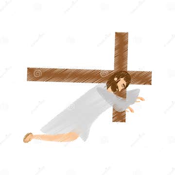 Drawing Jesus Christ Second Falls Stock Illustration - Illustration of ...