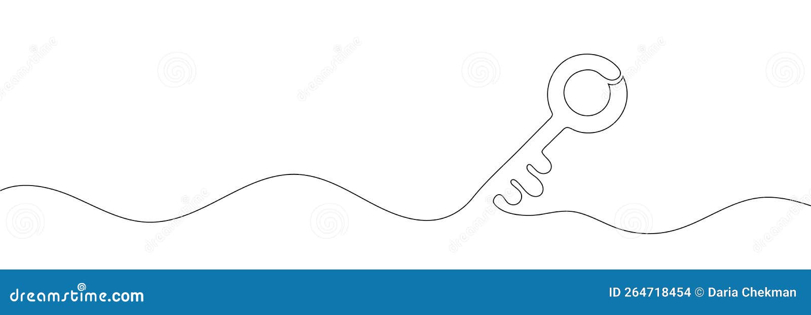 Drawing of a Key in the Style of One Continuous Line on a White ...
