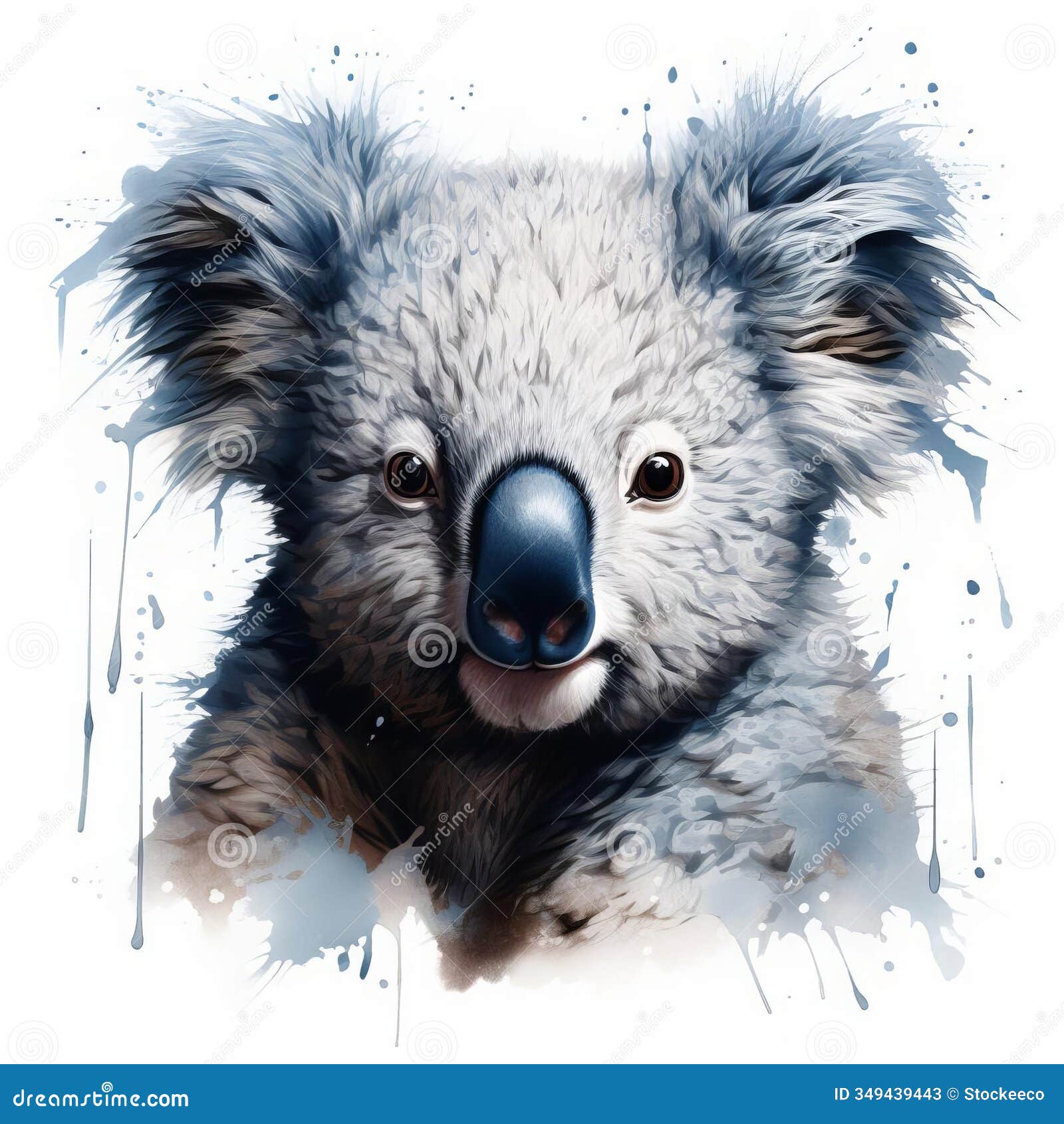 Drawing a Koala with Bold Black Ink on White Background Stock ...