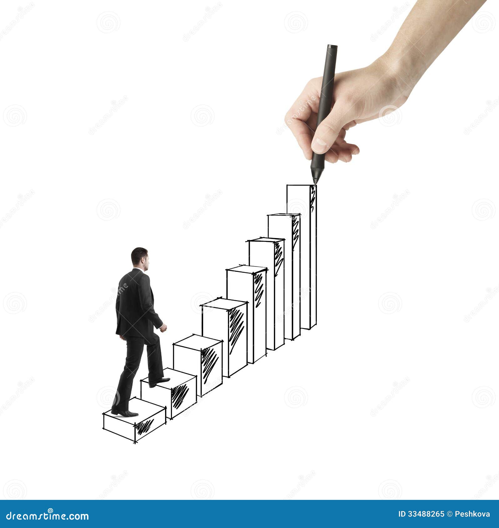 Man Walking On Drawing Ladder Stock Image | CartoonDealer.com #33839179