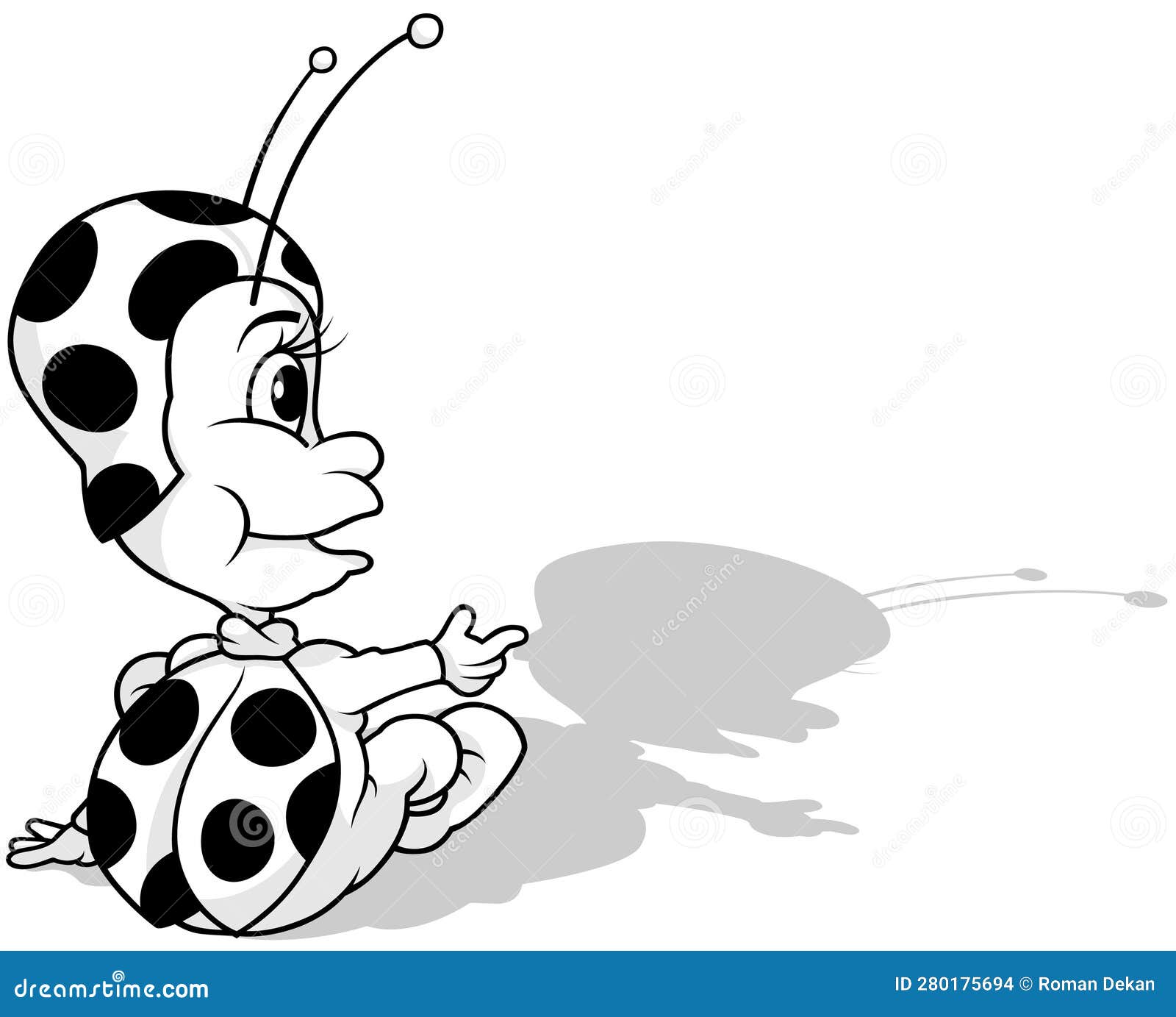 Ladybug Top View Line Art Cartoon Vector | CartoonDealer.com #364358469