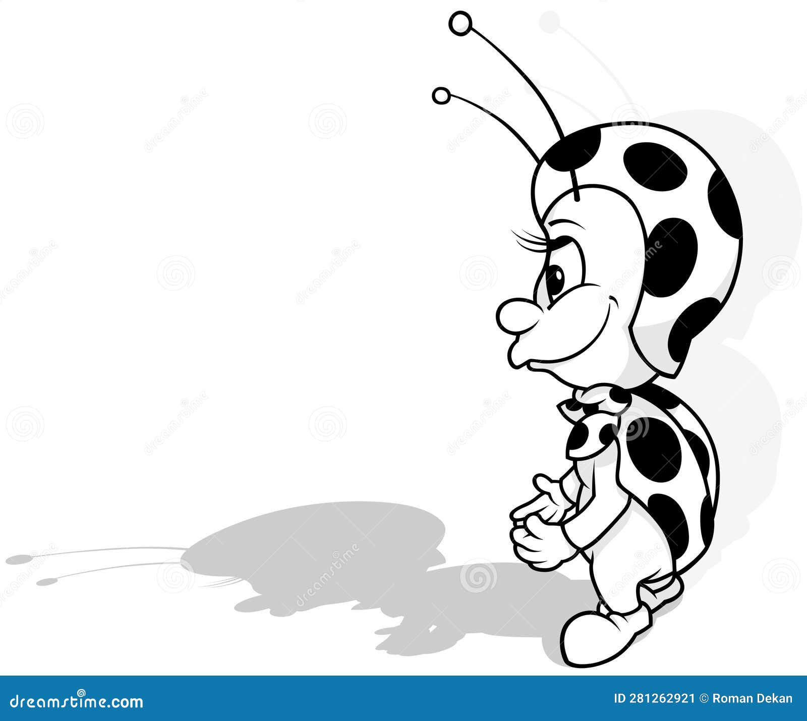 Drawing of a Ladybug Standing on the Ground from Side View Stock Vector ...