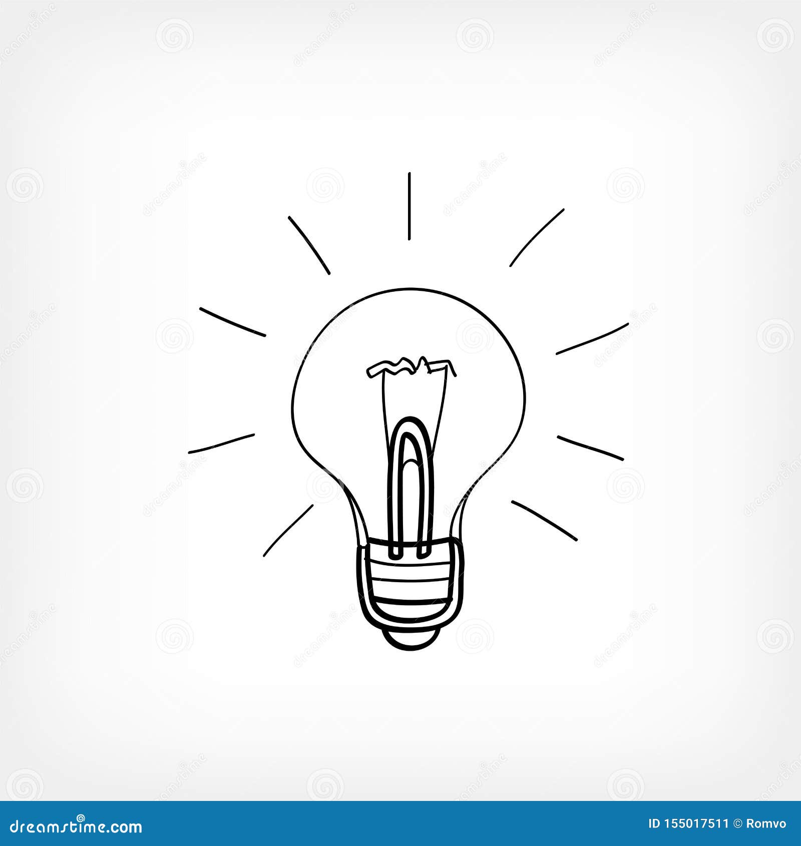 Drawing lamp idea symbol stock vector. Illustration of concept - 155017511