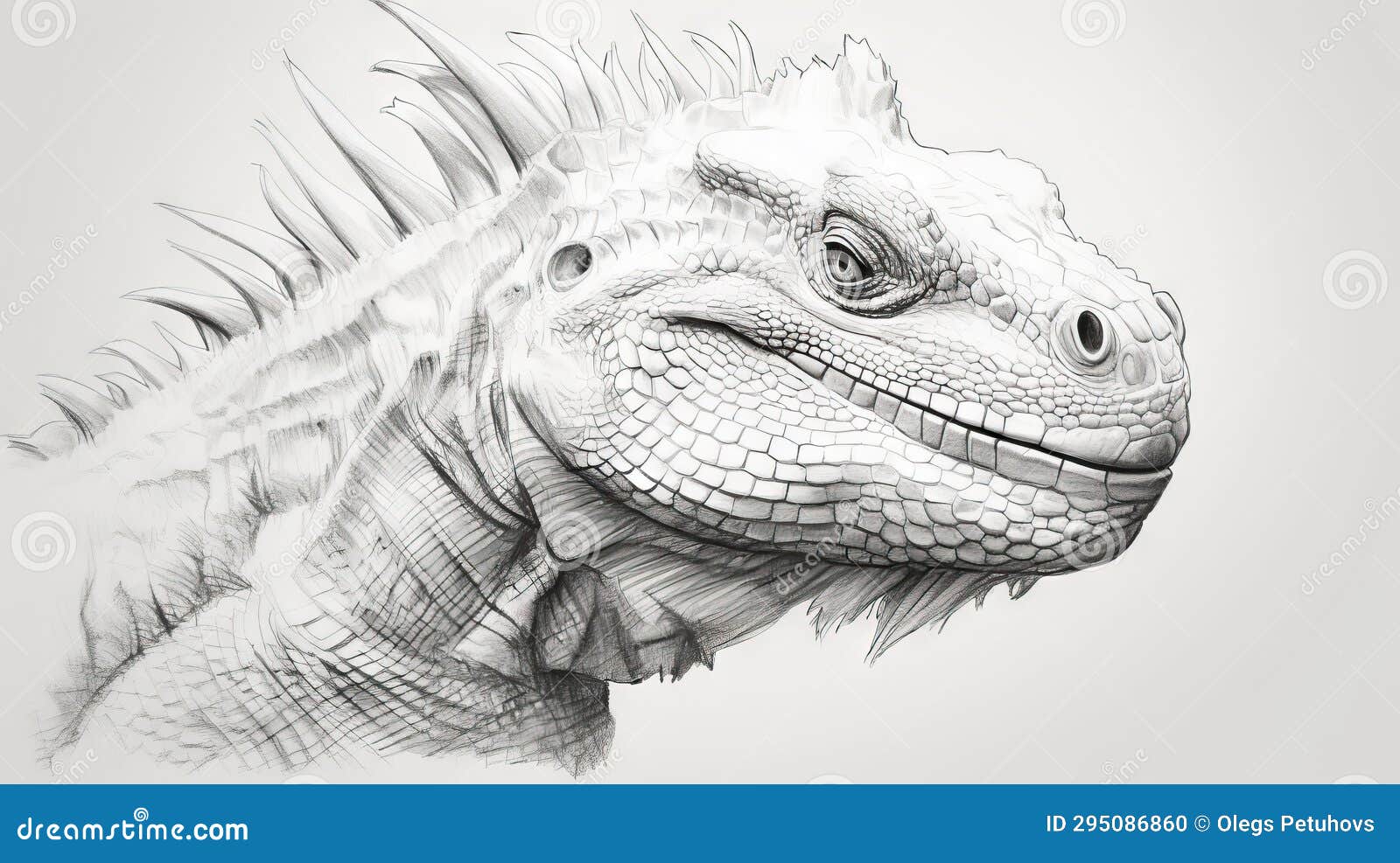 A Drawing of a Large Lizard with a Long Neck and Sharp Teeth ...