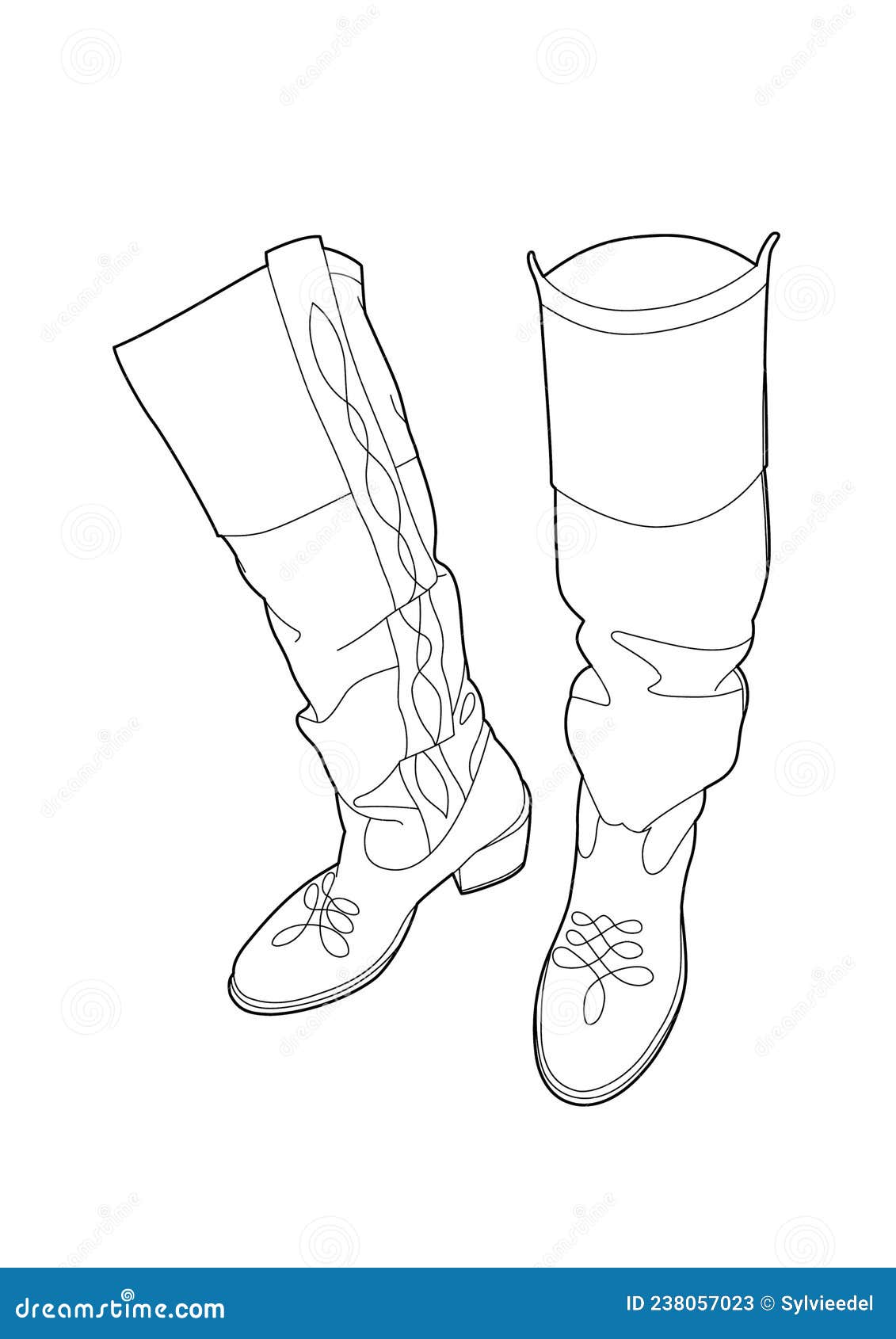 Drawing of a Large Pair of Boots Stock Vector - Illustration of object ...
