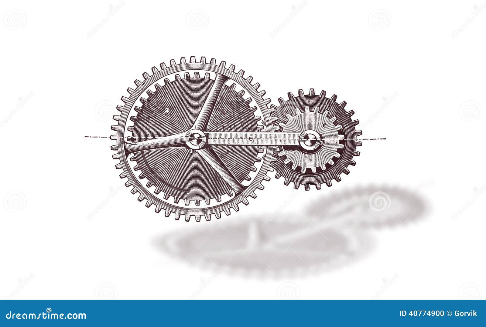 Drawing Large and Small Gears Stock Illustration - Illustration of ...