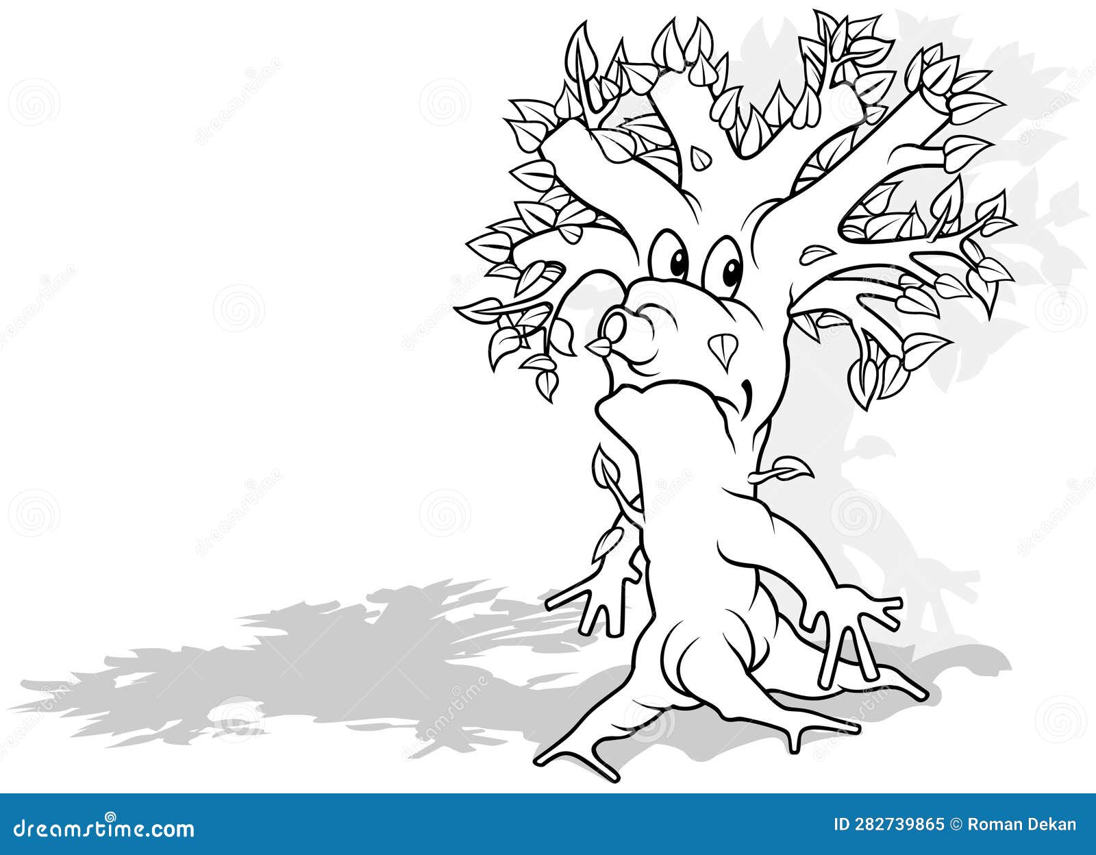 Drawing of a Leafy Tree with a Face Stock Vector - Illustration of ...