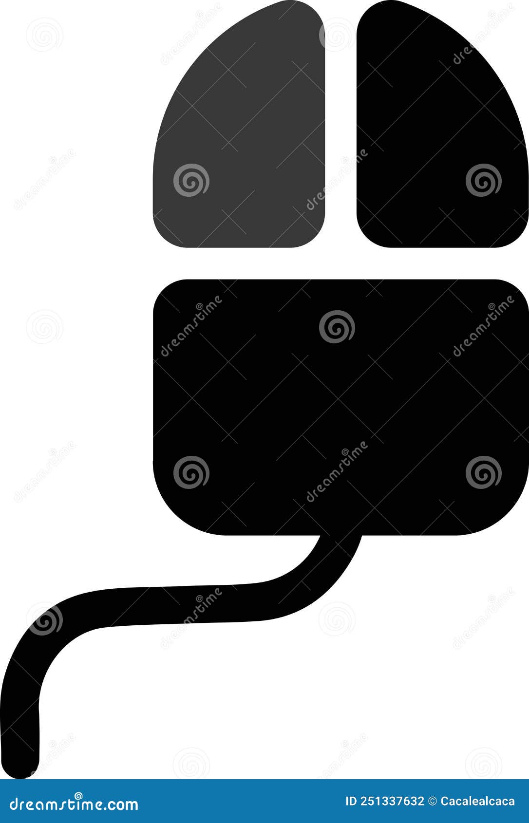 The Drawing of a Left-clicked Black Computer Mouse, a Hardware Input ...