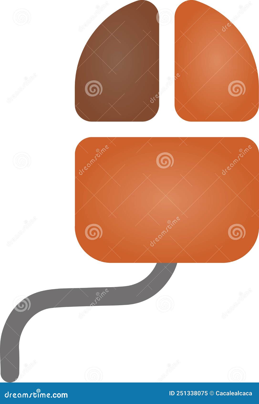 The Drawing of a Left-clicked Orange Computer Mouse, a Hardware Input ...