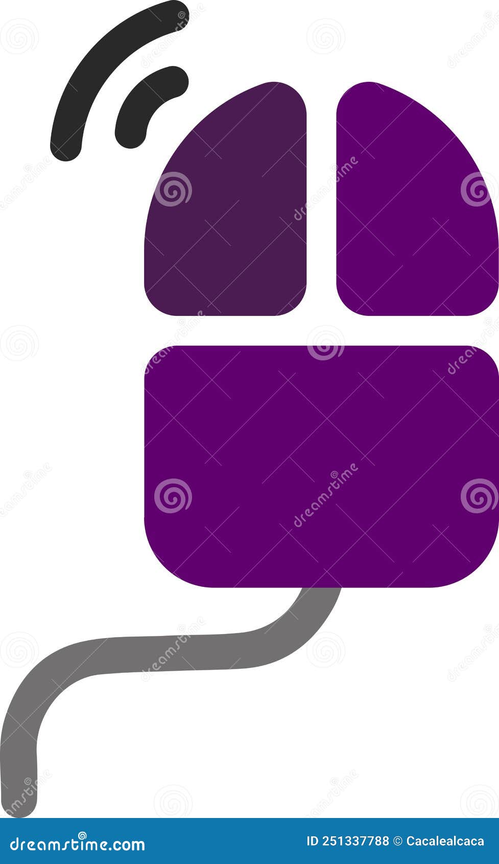 The Drawing of a Left-clicked Purple Computer Mouse, a Hardware Input ...