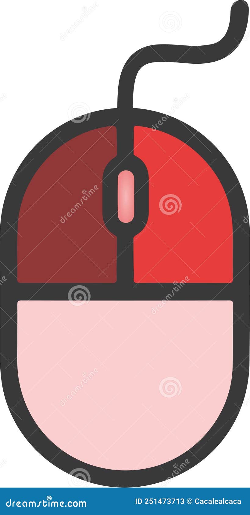 The Drawing of a Left-clicked Red Computer Mouse, a Hardware Input ...