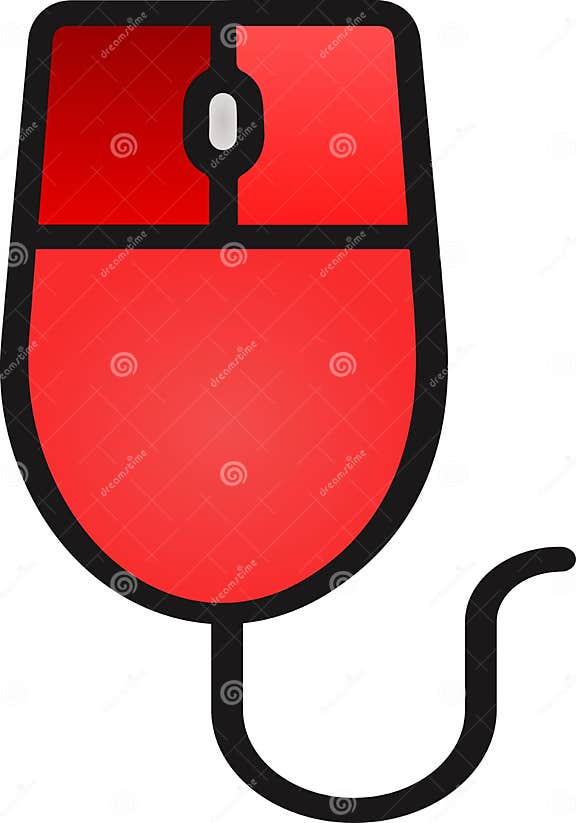 The Drawing of a Left-clicked Red Computer Mouse, a Small Hardware ...