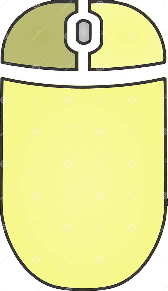 The Drawing of a Left-clicked Yellow Computer Mouse, a Small Hardware ...