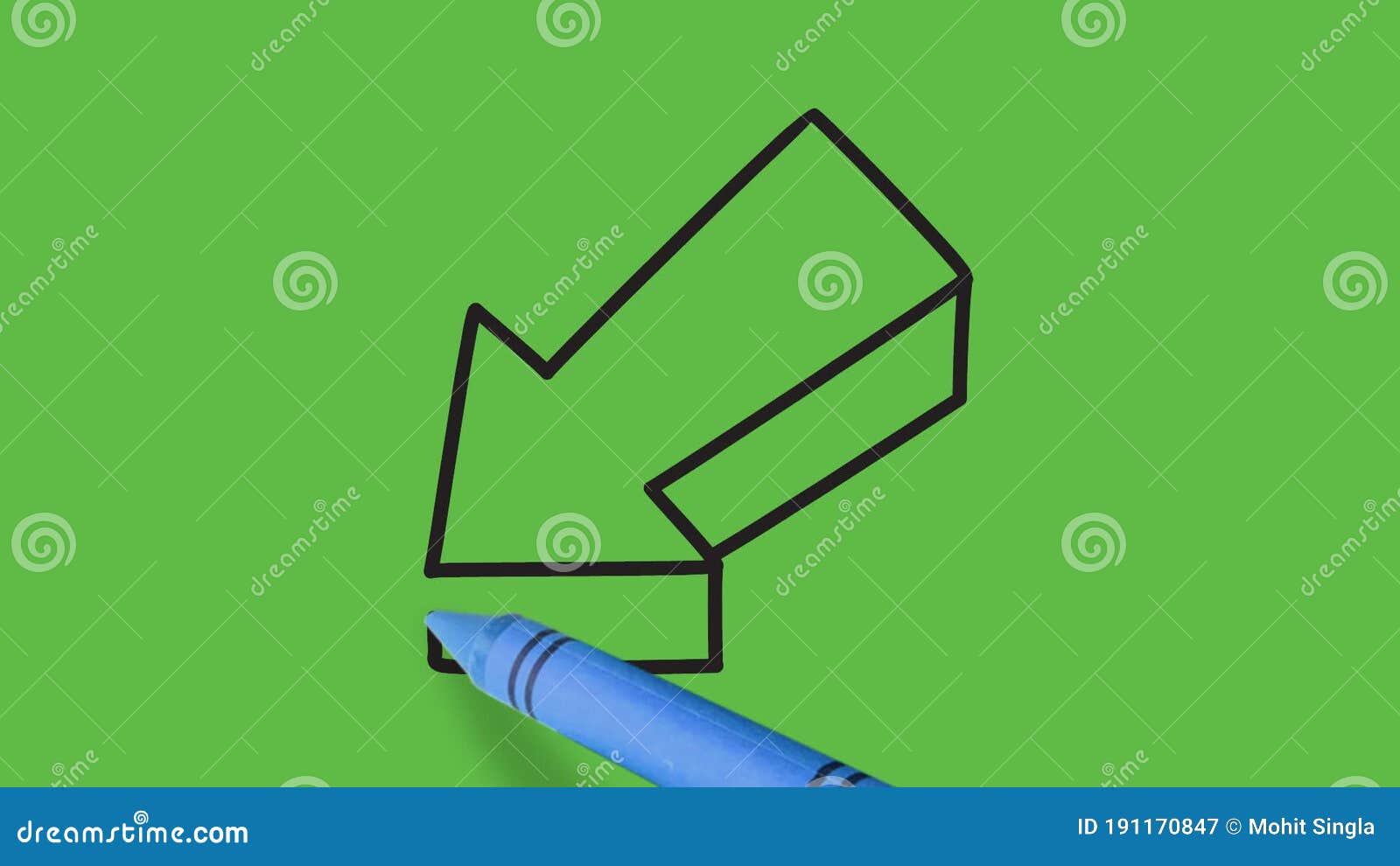 Drawing of an Left Side 3d Arrow on Green Background Stock Video ...