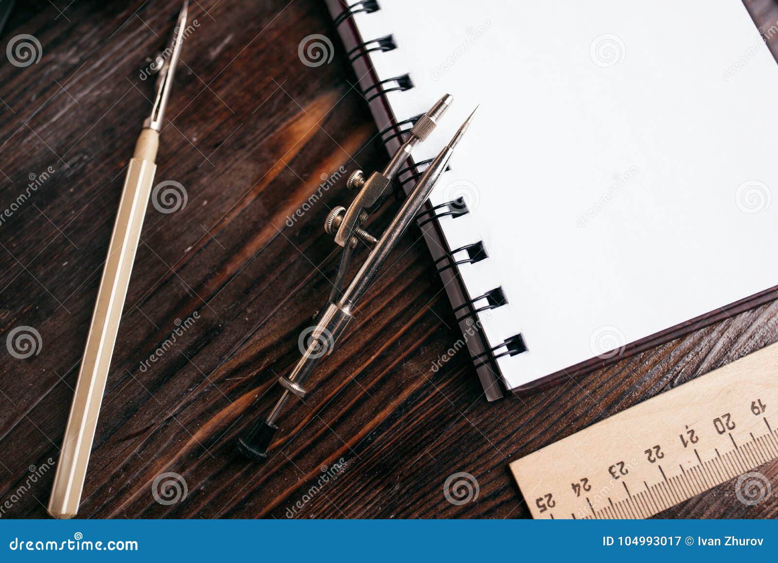 Drawing Lesson, Compasses, Ruler, Notebook on the Student`s Desk Stock ...
