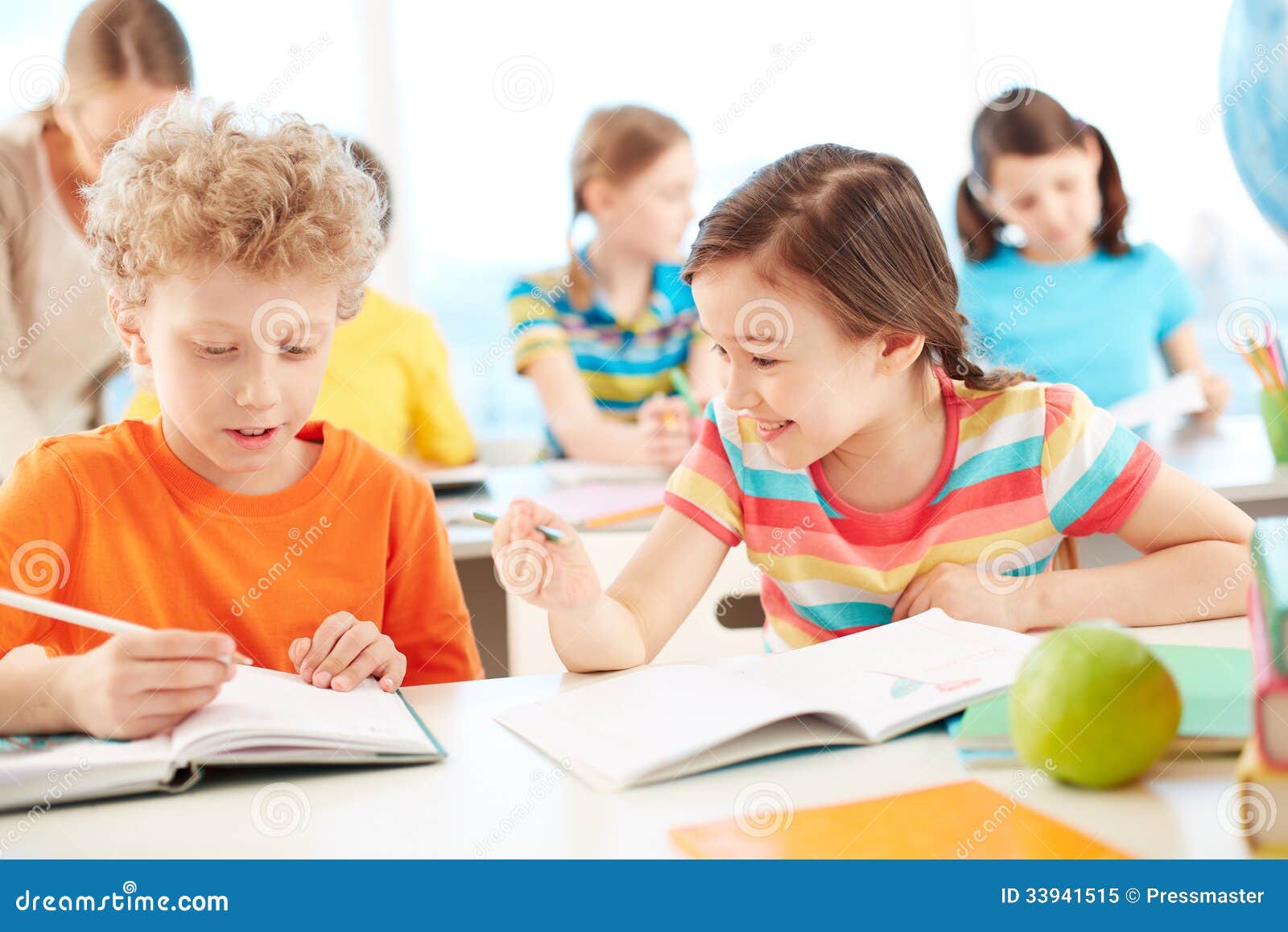 At drawing lesson stock image. Image of little, elementary - 33941515