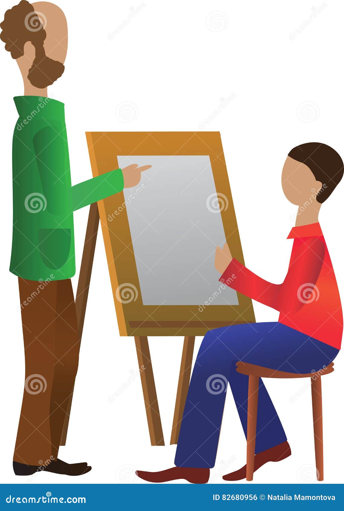 The Drawing Lesson, the Teacher and Student Stock Vector - Illustration ...