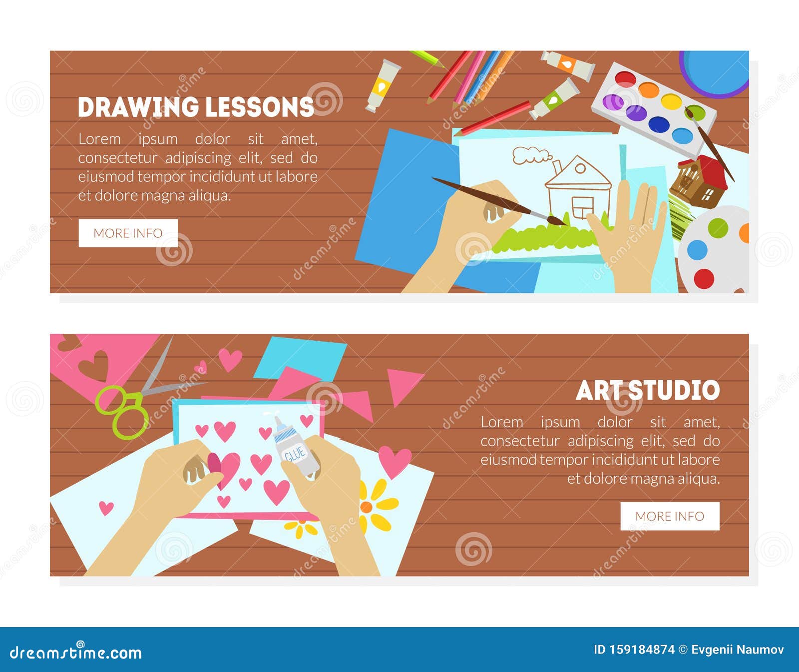 Drawing Lessons, Art Studio Landing Page, Creating Handmade Work Banner ...