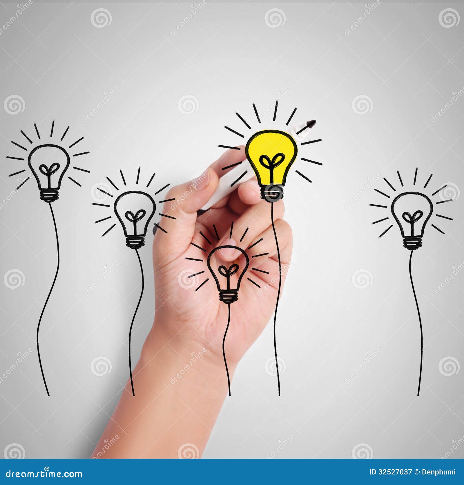 Drawing light bulb stock illustration. Illustration of think - 32527037