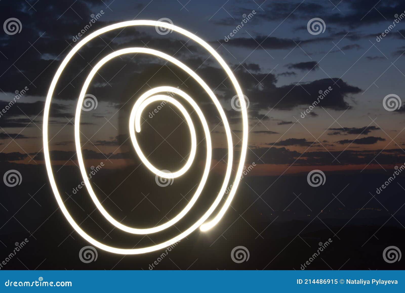 Drawing by the Light of a Lantern in a Circle in the Night Sky Stock ...