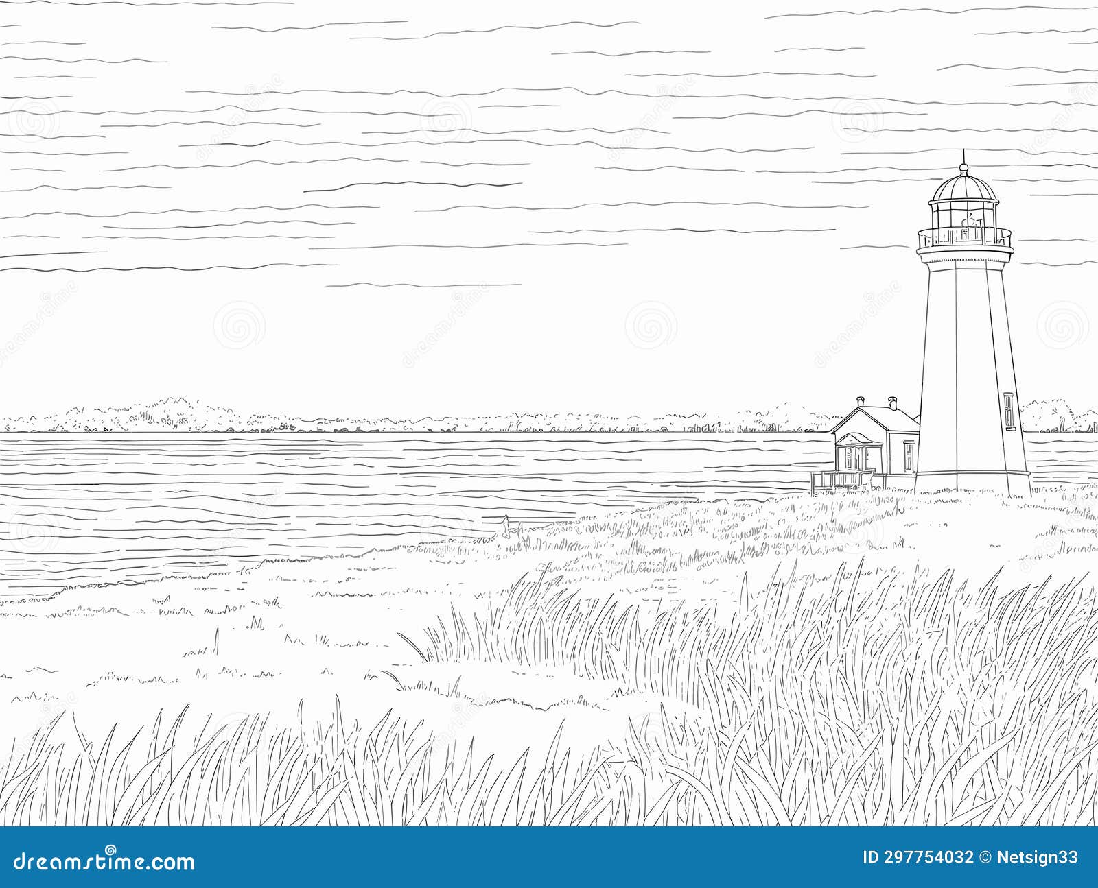 A Drawing of a Lighthouse and a House - a Cape Cod Lighthouse on the ...