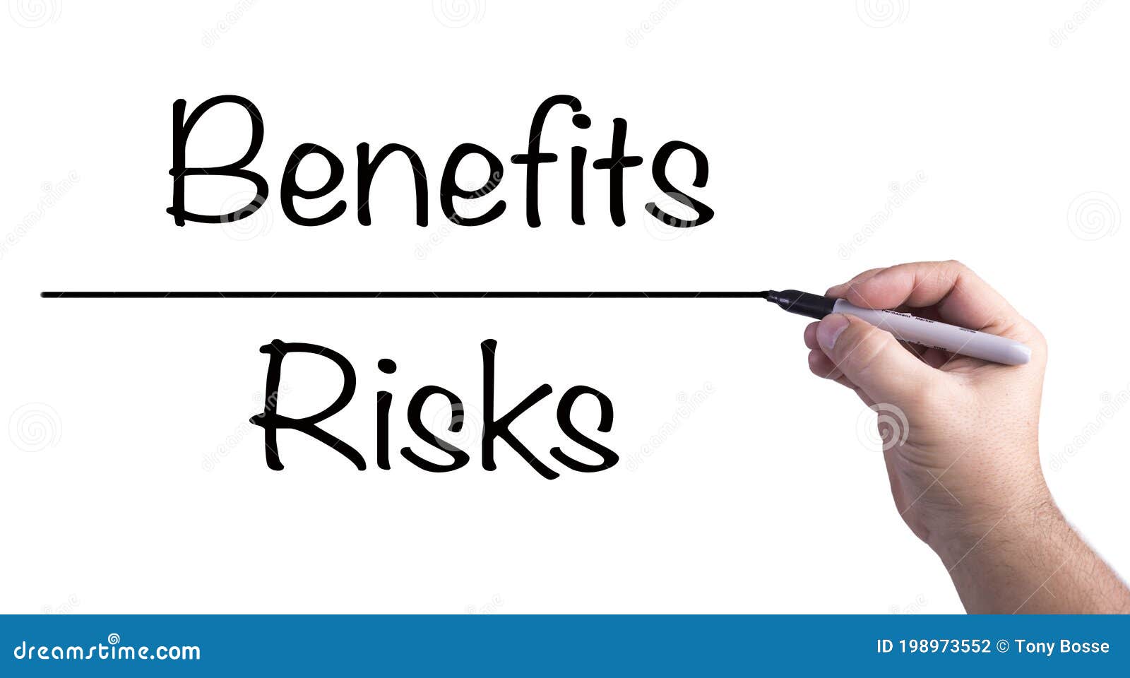 Drawing the Line between Benefits and Risks Stock Photo - Image of ...