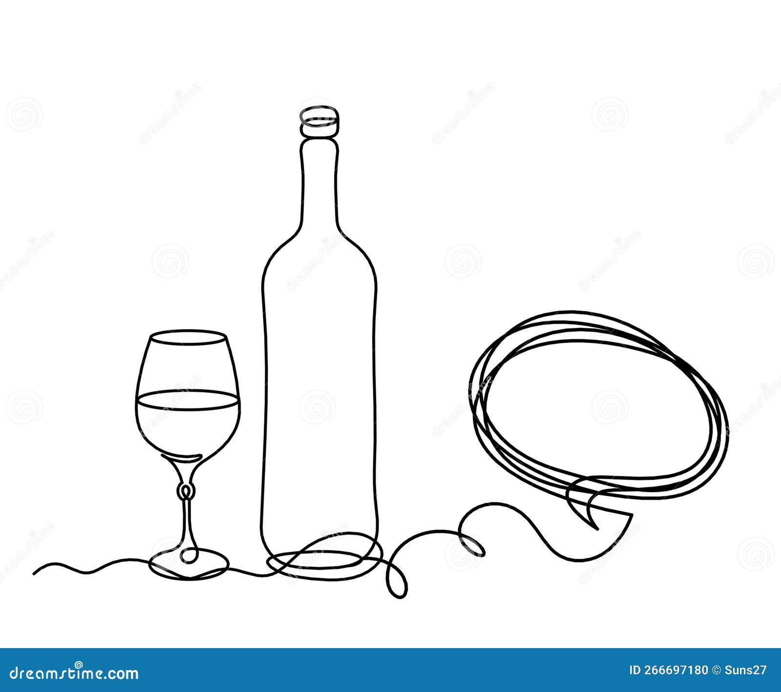 Drawing line wine stock illustration. Illustration of glass - 266697180
