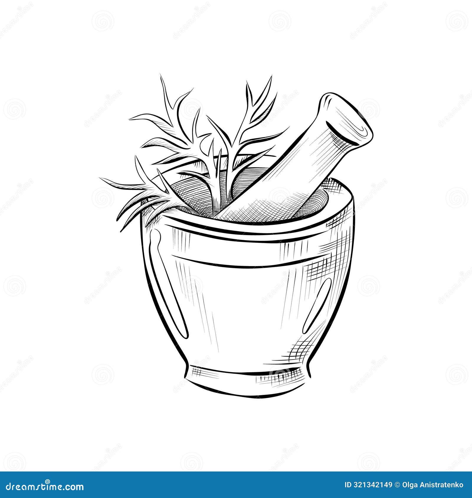 Drawing Lines. Art-line - Art-line - Spice Mortar with Spices and Herbs ...