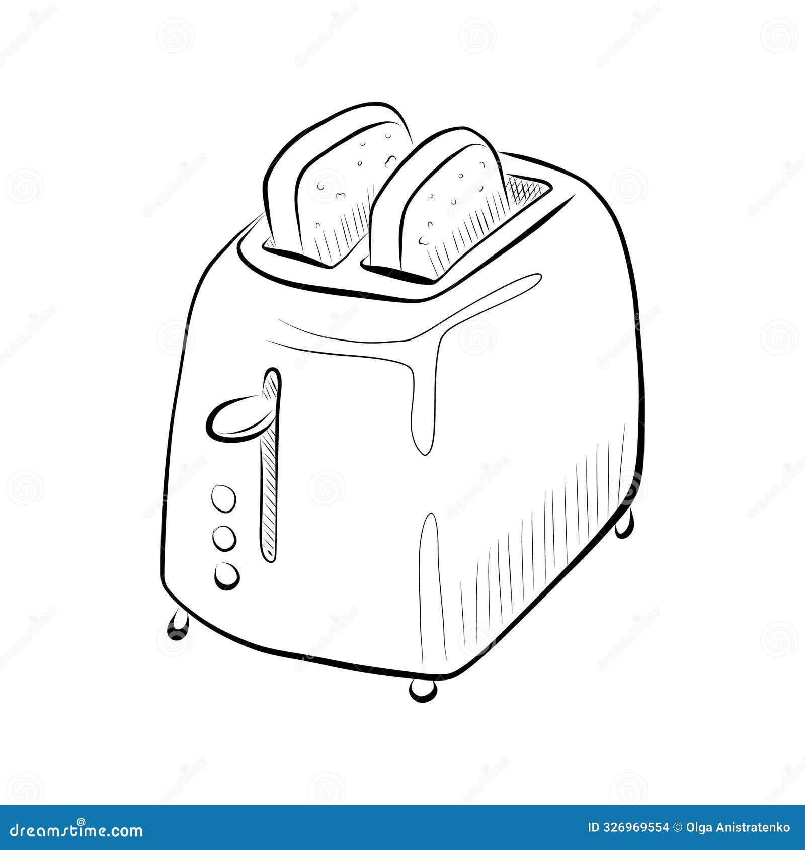 Drawing Lines. Line Art Toaster for Bread Stock Vector - Illustration ...