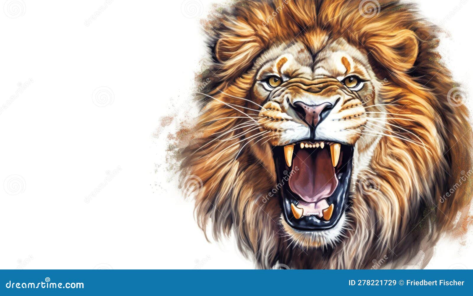 A Drawing of a Lion with Its Mouth Open. Generative AI Image. Stock ...
