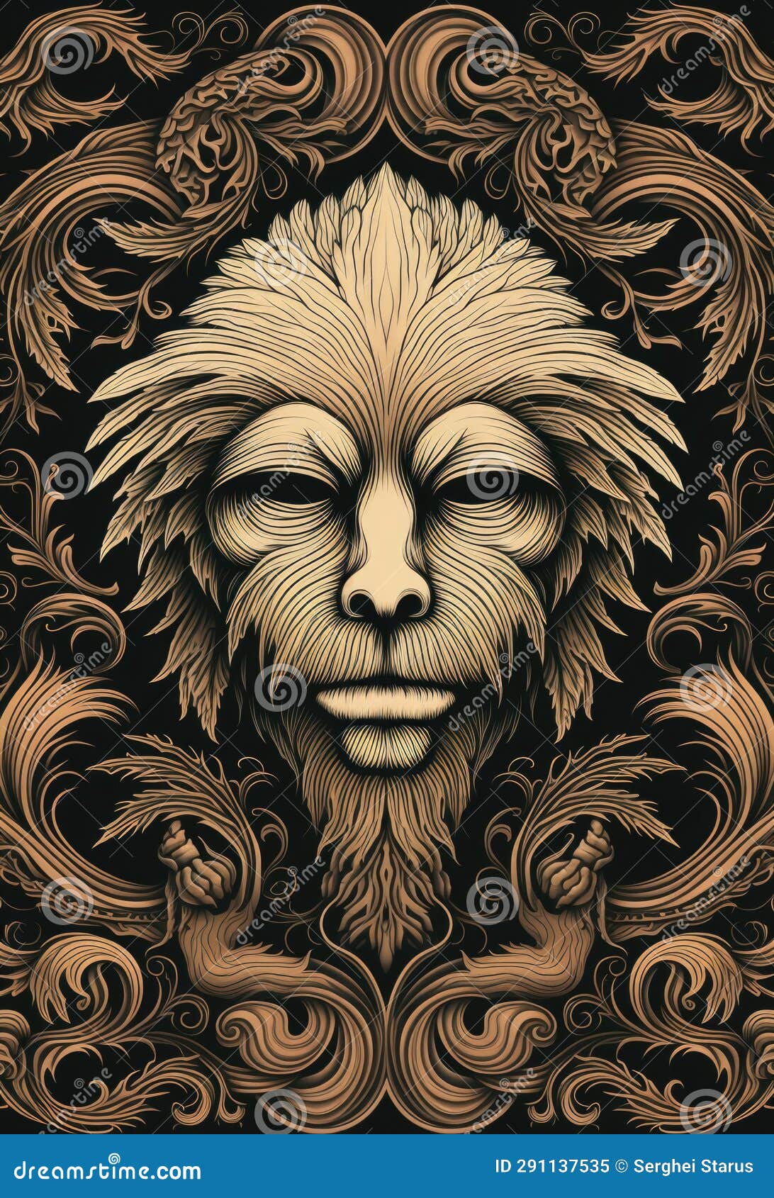 A Drawing of a Lion S Face in a Frame, AI Stock Image - Image of tattoo ...