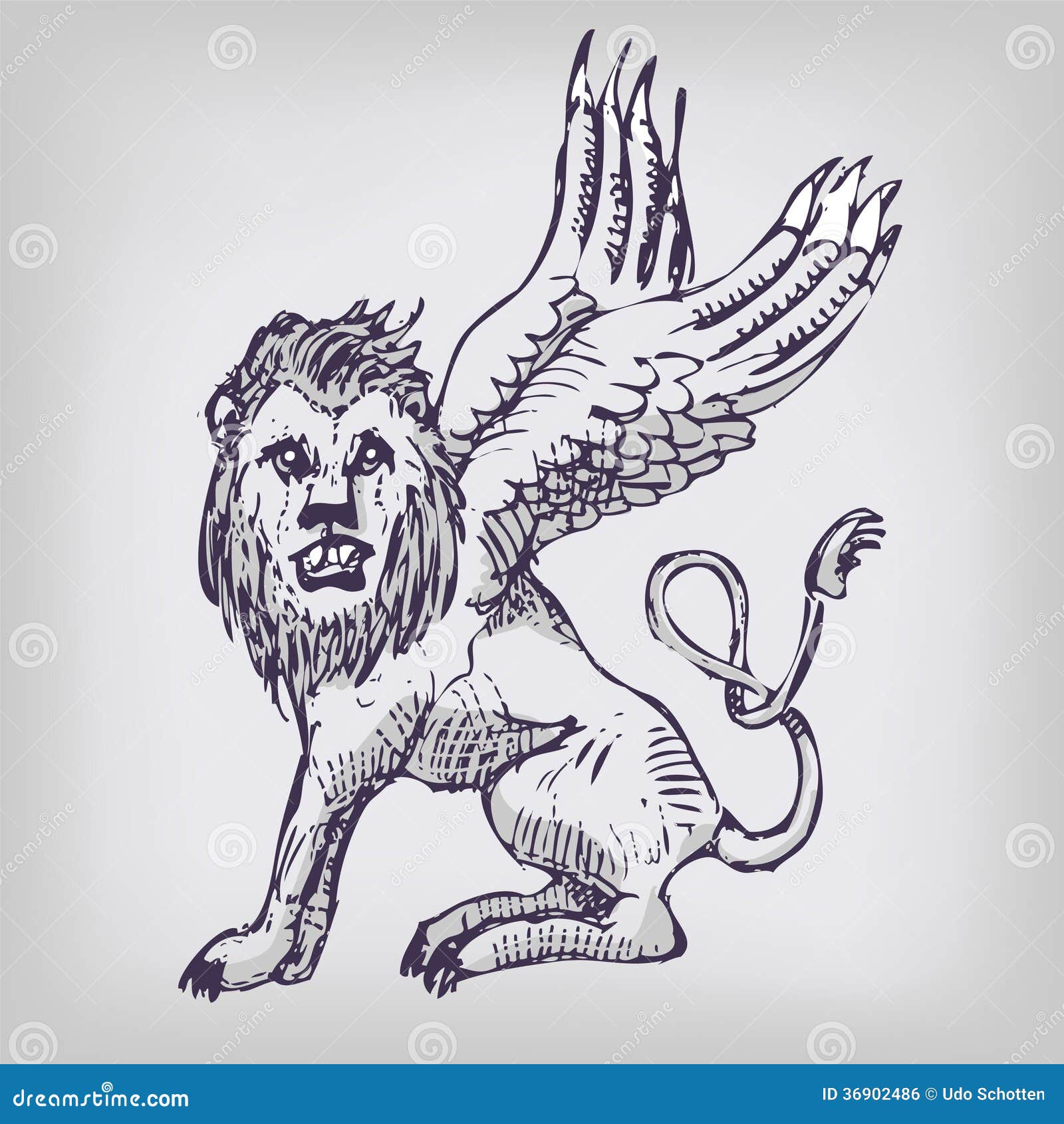 Drawing lion with wings stock vector. Illustration of ages - 36902486