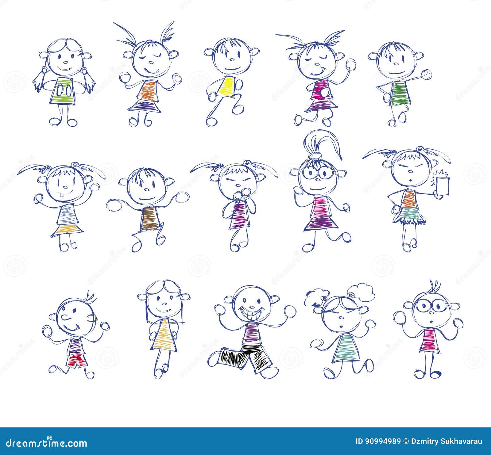 Drawing little children stock vector. Illustration of happy - 90994989
