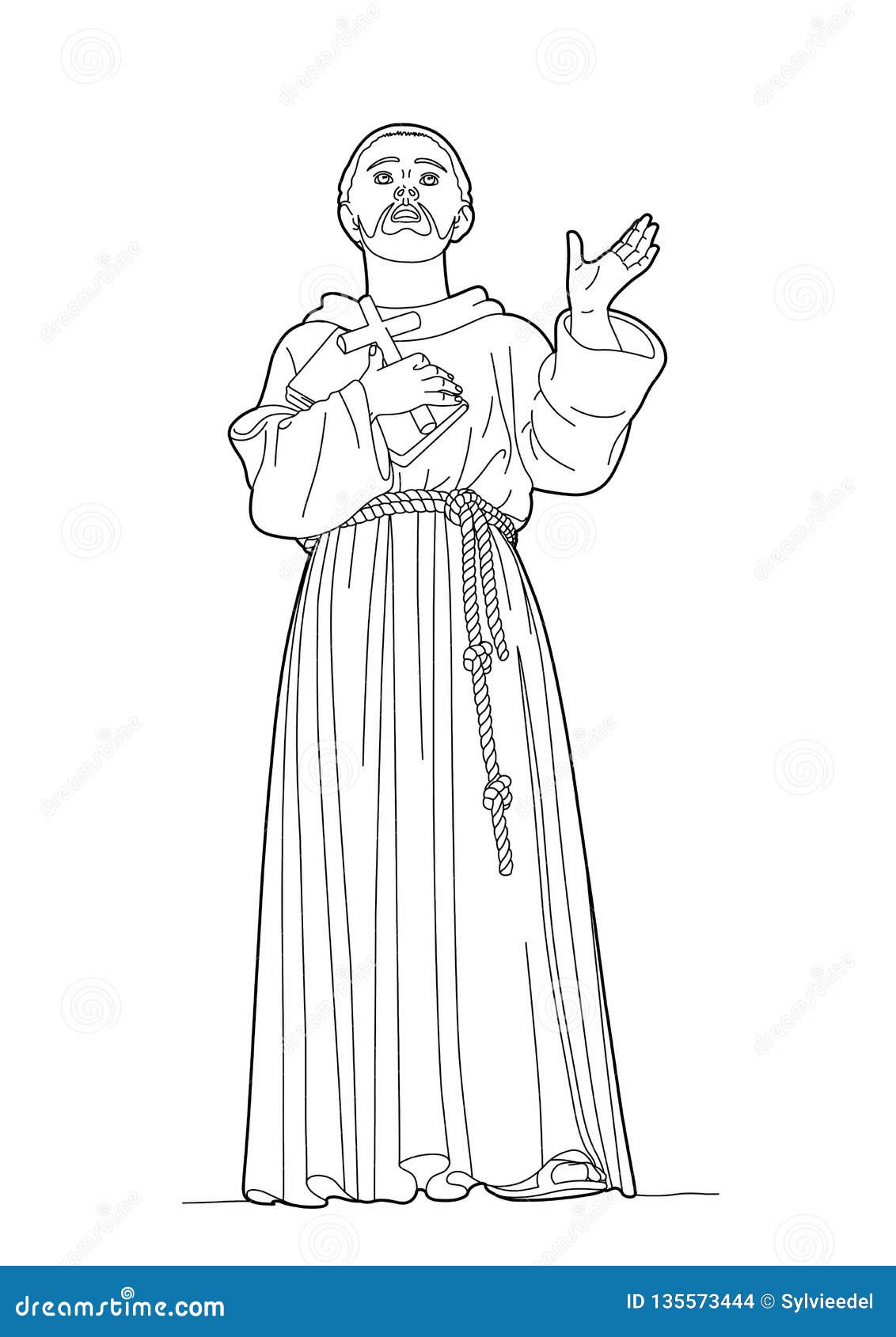Drawing of a little monk stock vector. Illustration of faith - 135573444