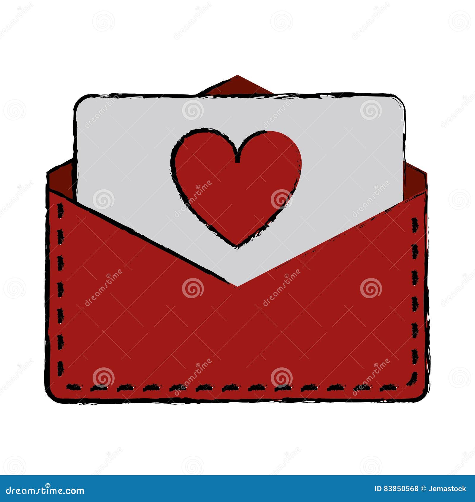 Drawing Love Heart Envelope Mail Valentine Letter Stock Vector ...