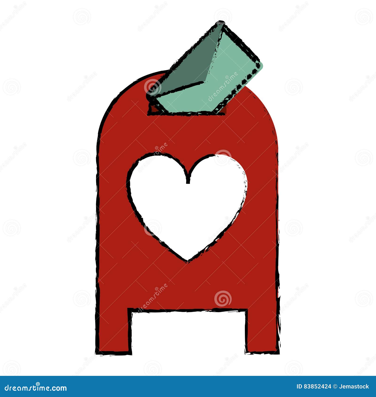 Drawing Love Mail Post Box Message Valentine Stock Vector ...